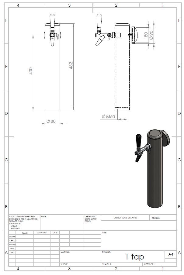 Tapptorn komplett - Tapptorn Balder med 1 tappkran med kompensator ...